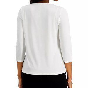 Kasper | Tops | Kasper Womens Petite Twistneck Top California Sky Pl ...